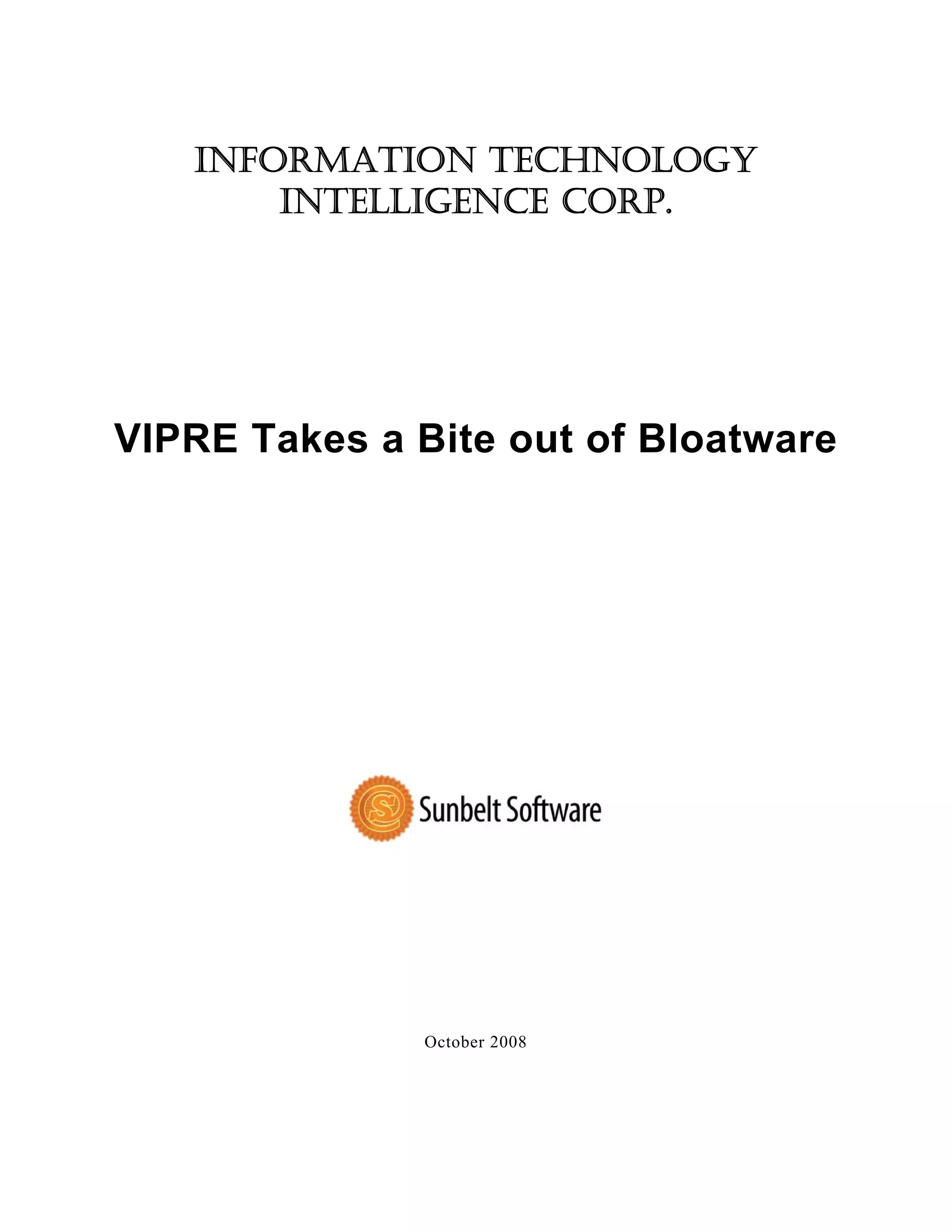 VIPRE Business Takes a Bite out of Bloatware | PDF | Antivirus Software ...