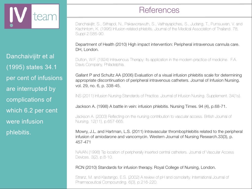Introduction to the Visual Infusion Phlebitis (VIP) score