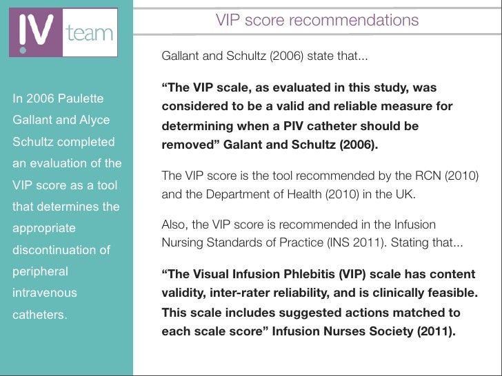 Introduction to the Visual Infusion Phlebitis (VIP) score
