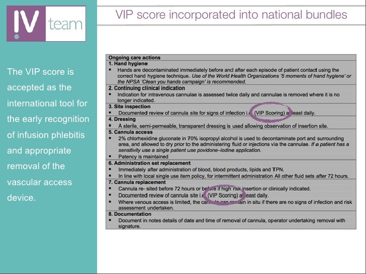 Introduction to the Visual Infusion Phlebitis (VIP) score