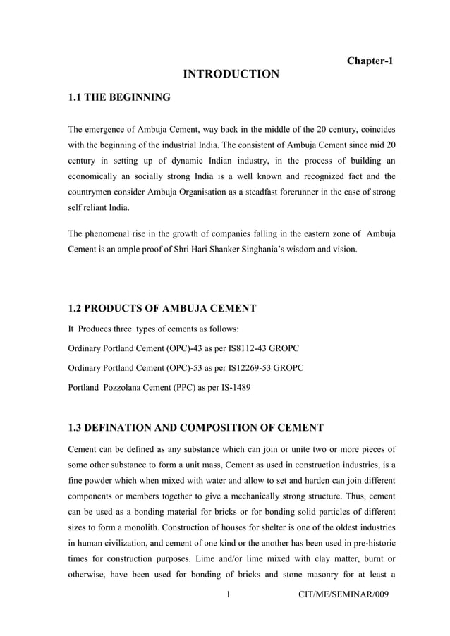 Ambuja Cement plant Industrial report | PDF