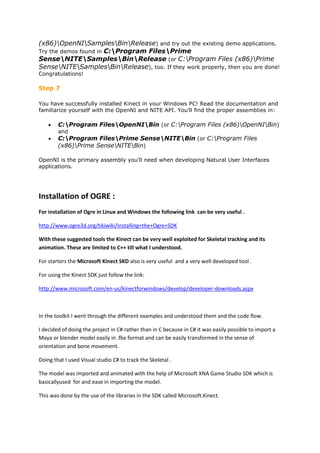 Vipul divyanshu documentation on Kinect and Motion Tracking | DOCX | Computer Animation ...