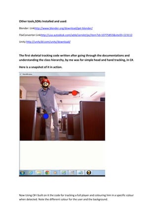 Vipul divyanshu documentation on Kinect and Motion Tracking | DOCX | Computer Animation ...