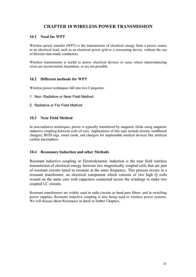 PROJECT REPORT ON WIRELESS POWER TRANSMISSION | PDF | Internet of ...