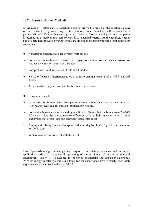 PROJECT REPORT ON WIRELESS POWER TRANSMISSION | PDF | Internet of ...