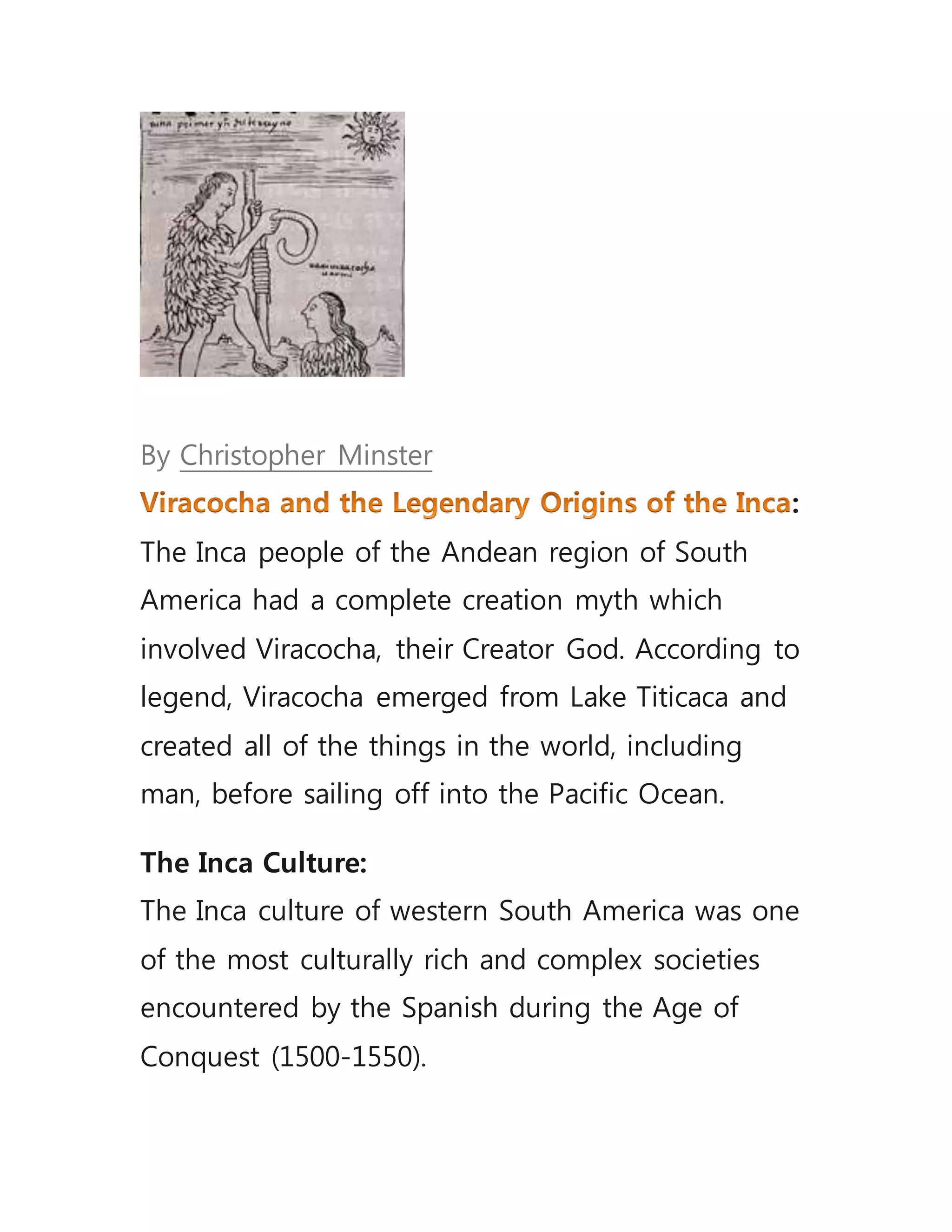 Viracocha and the legendary origins of the inca . | DOCX