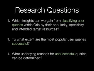 “More than Meets the Eye” - Analyzing the Success of User Queries in Oria | PPT
