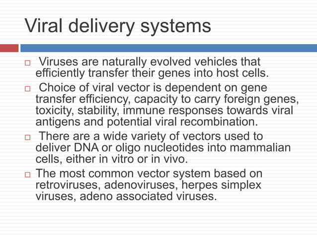 Viral and non viral gene transfer | PPTX | Genetics | Science