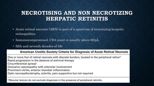 Viral retinitis | PPTX | Infectious Diseases | Diseases and Conditions