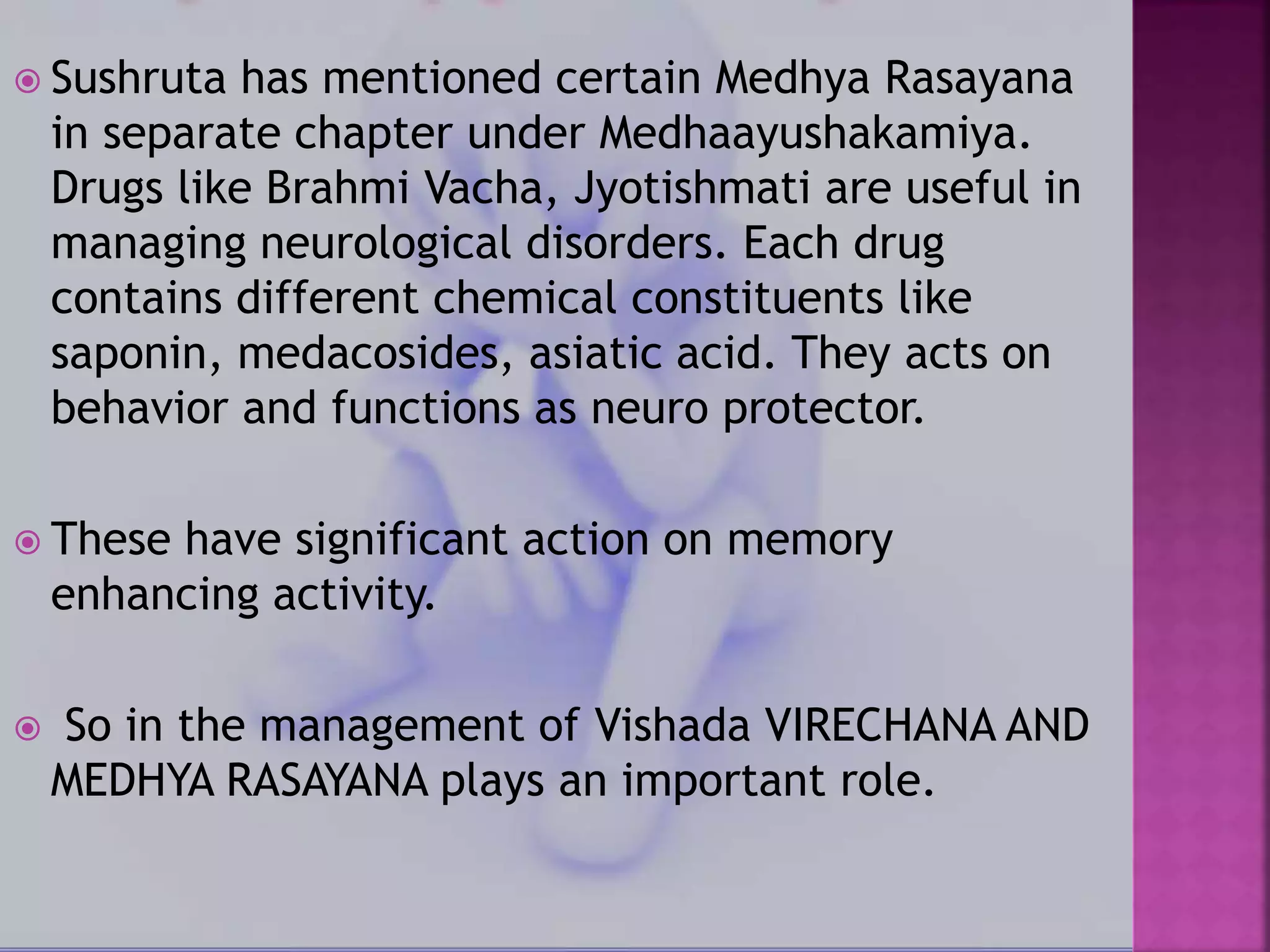 Virechana and medhya rasayana in vishada | PPTX | Brain and Nervous ...