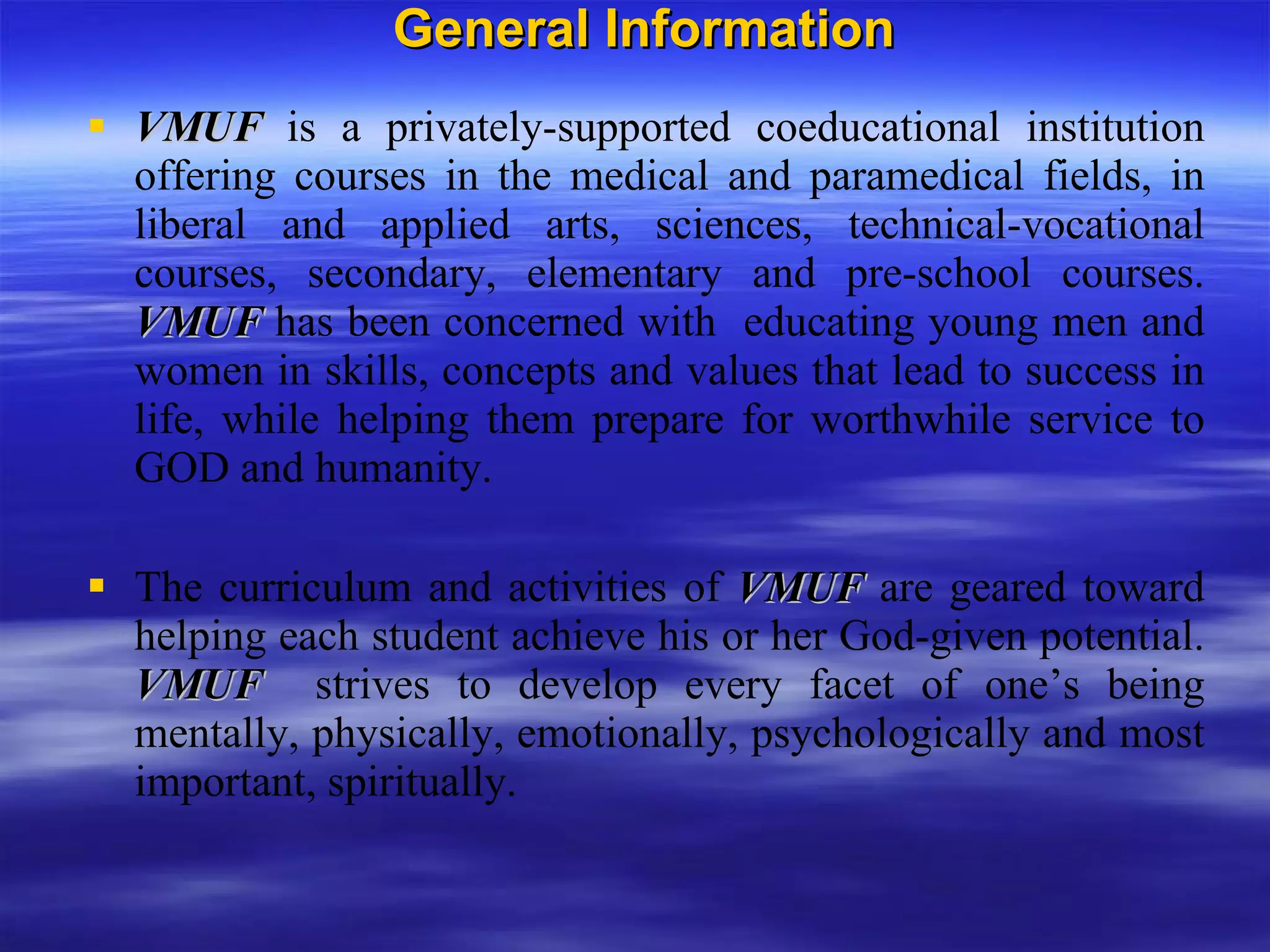 Virgen Milagrosa University Foundation | PPT