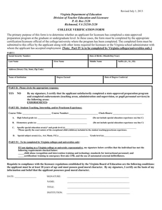 Virgina Teaching License Application | PDF | First Aid | Injuries