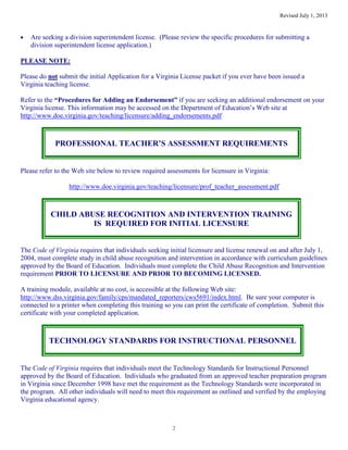 Virgina Teaching License Application | PDF