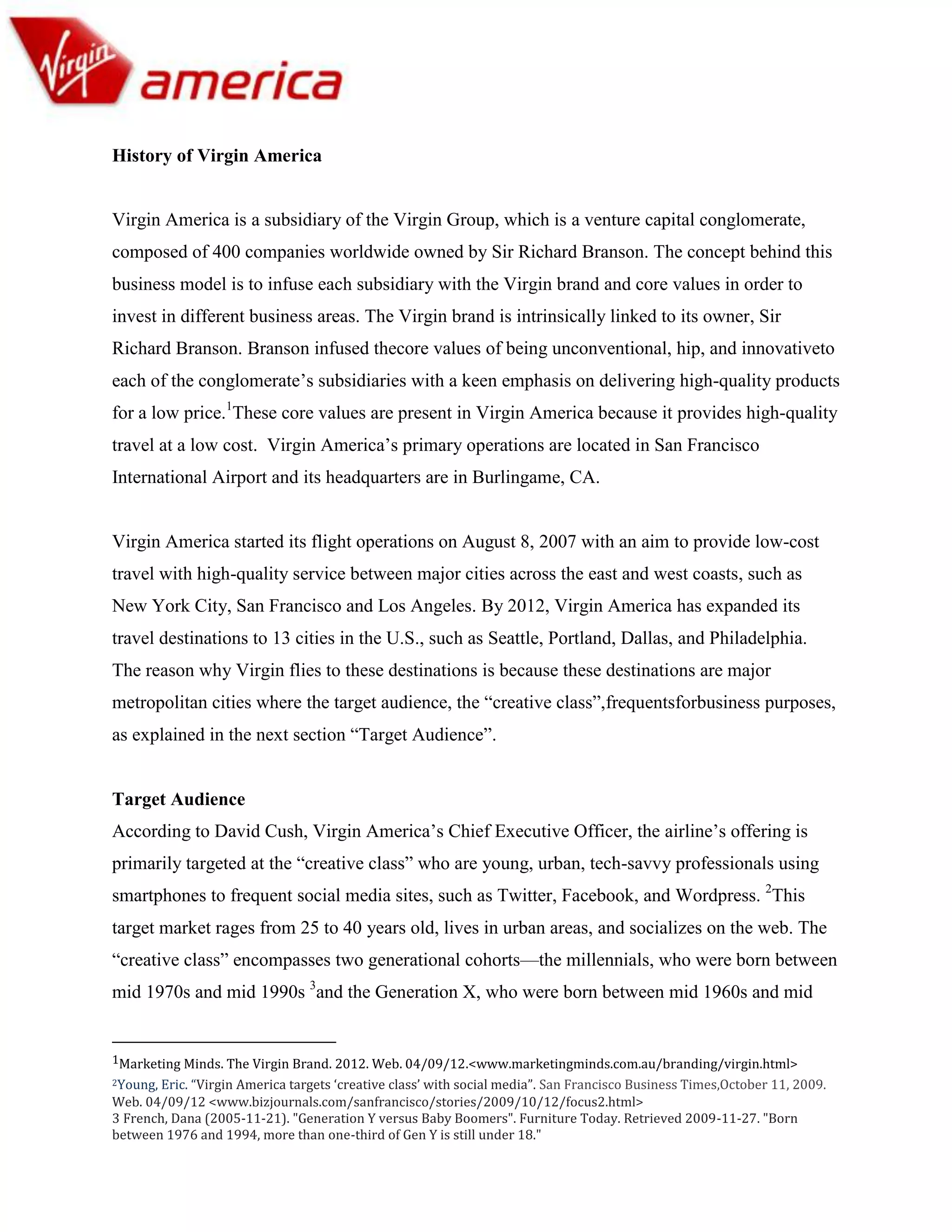Virgin America Marketing Plan | DOCX