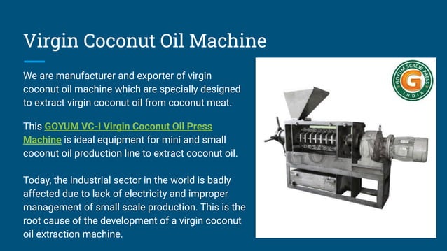 Virgin coconut oil machine | PPT