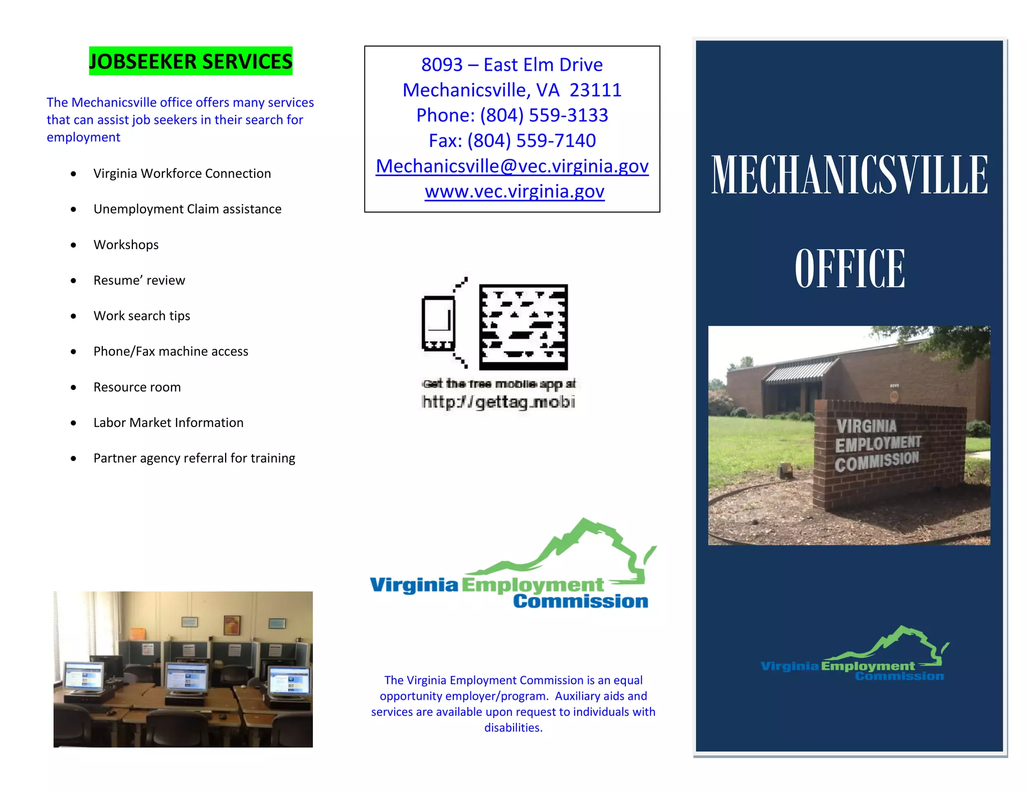 Virginia Employment Commision (VEC) Mechanicsville Brochure | PPT