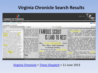 Virginia history: Library instruction | PDF