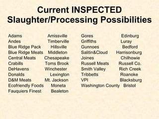 Virginia poultry and meat regulations | PPT