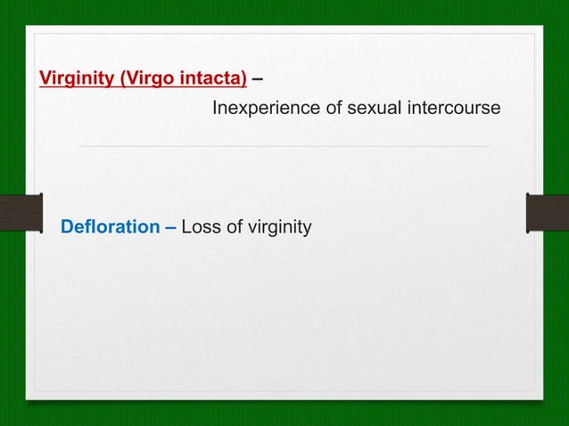 Virginity and Defloration and its medicolegal aspects | PPTX | Sexual ...