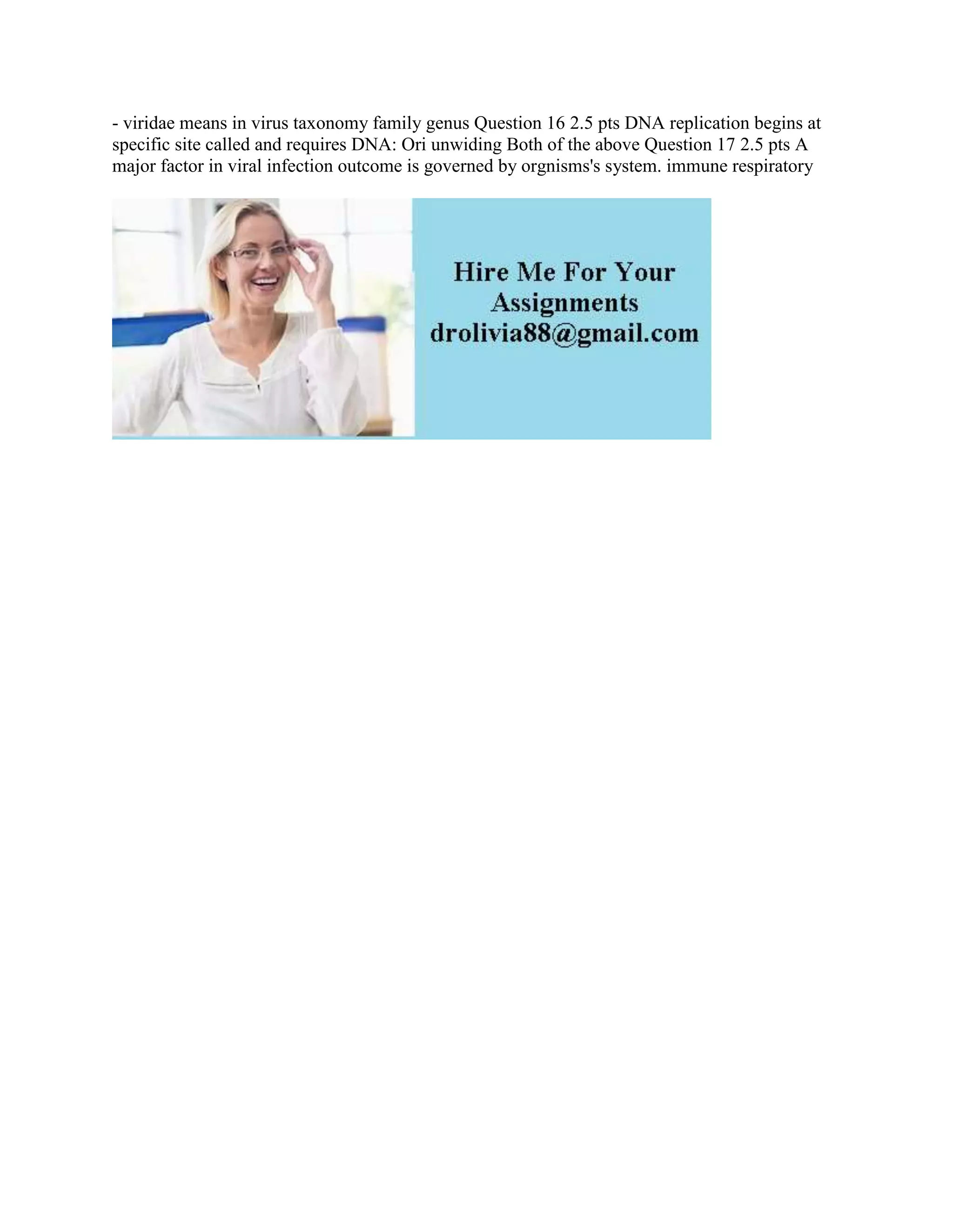 - viridae means in virus taxonomy family genus Question 16 2-5pts DNA.docx