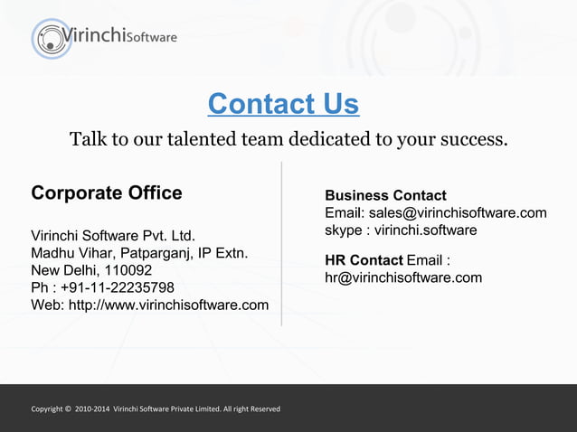 Virinchi software Pvt. Ltd. | PPT Virinchi software Pvt. Ltd. | PPT
