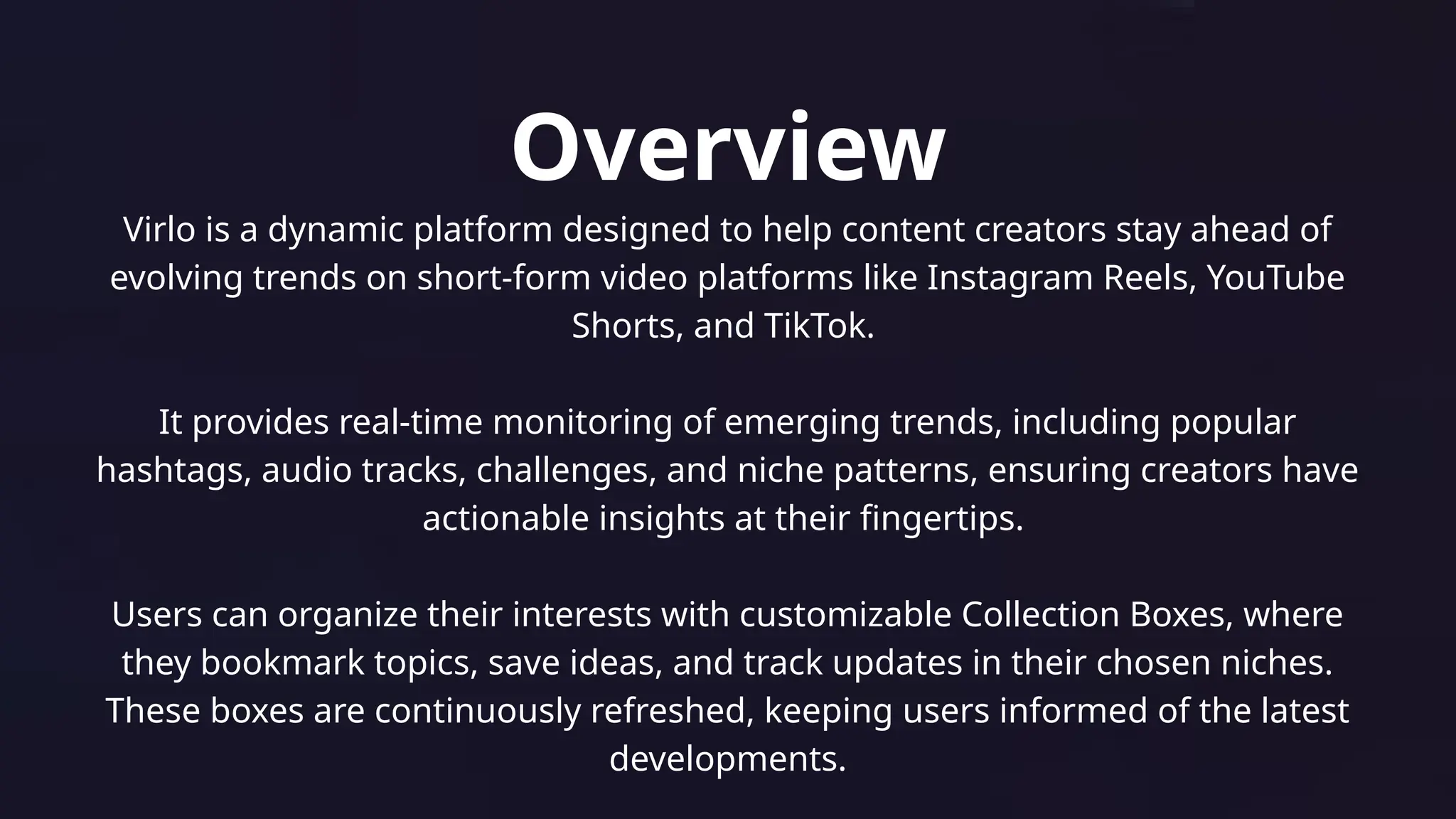 Virlo: Track viral trends on short form content platforms | PPTX