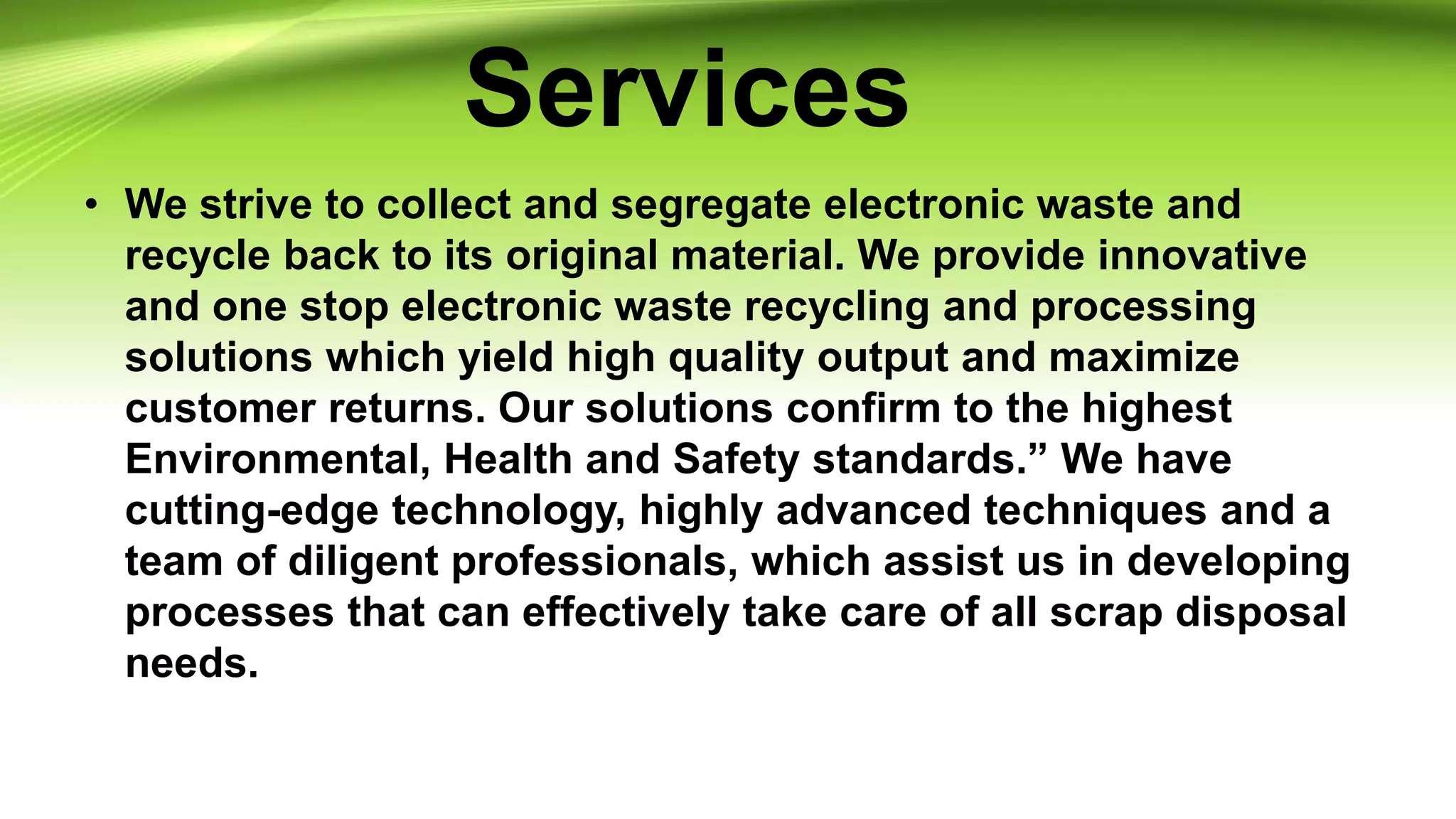 e waste recycling companies | PPTX