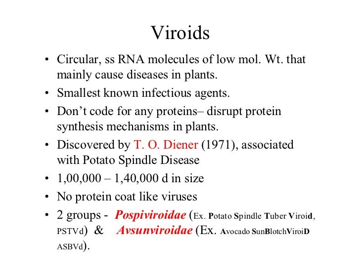 Viroids, Prions and Mycoplasma