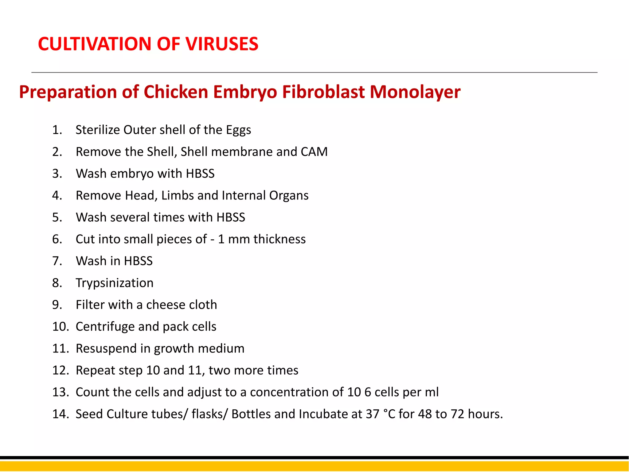 VIROLOGY - CULTIVATION AND DETECTION OF VIRUS | PPTX