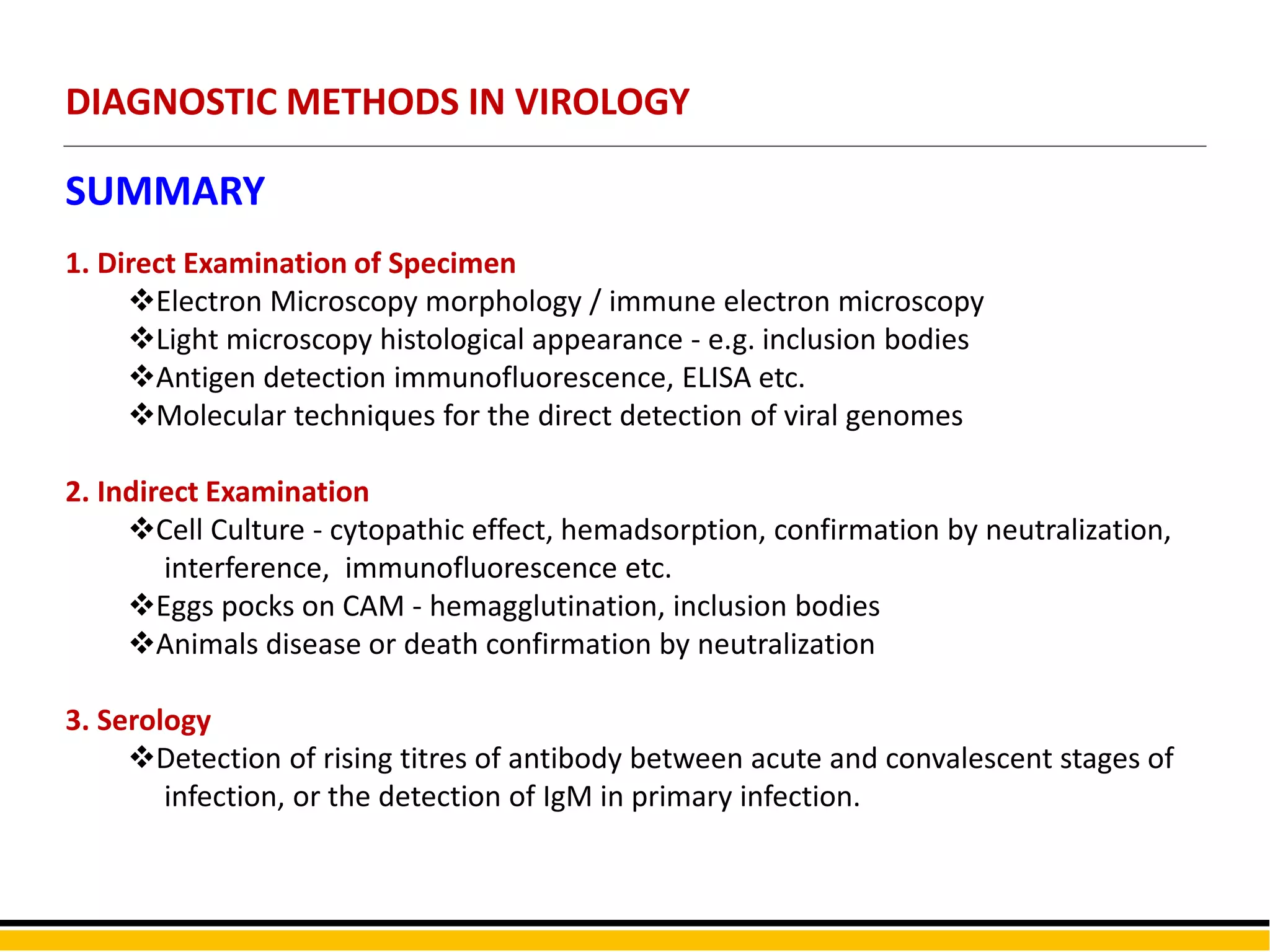 VIROLOGY - DIAGNOSTIC METHODS | PPTX