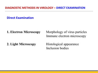VIROLOGY - DIAGNOSTIC METHODS | PPTX