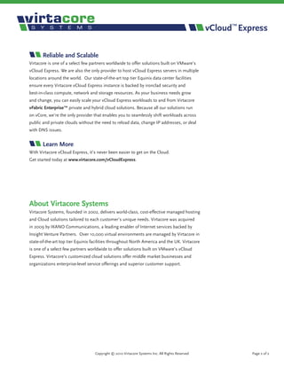 Virtacore - vCloud Express | PDF