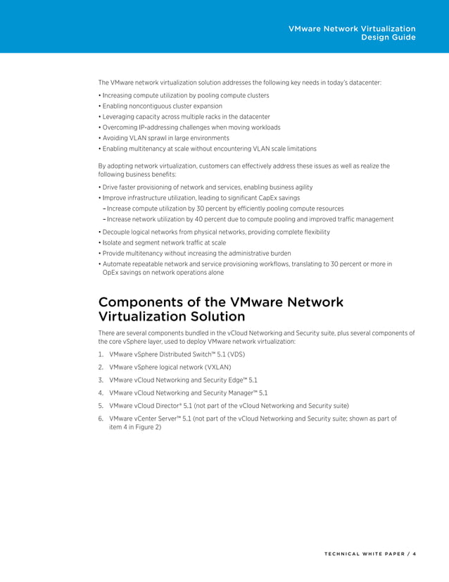 VMware Network Virtualization Design Guide | PDF