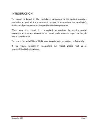 Virtual assessment centre sample report | PDF