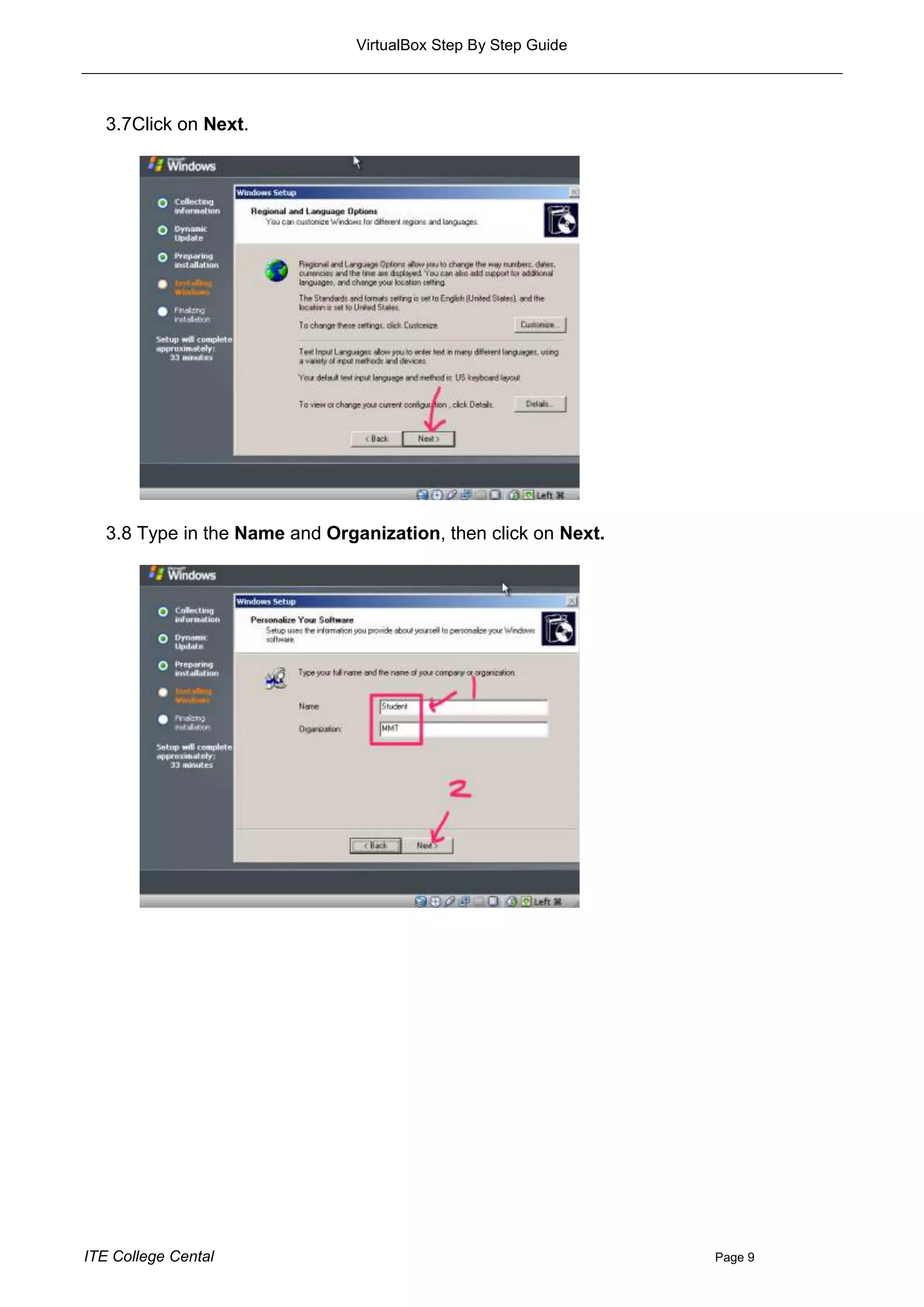 Virtualbox step by step guide | DOCX