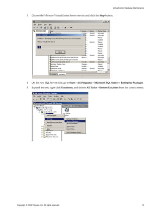 VirtualCenter Database Maintenance: VirtualCenter 2.0.x and ... | PDF