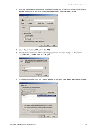 VirtualCenter Database Maintenance: VirtualCenter 2.0.x and ... | PDF