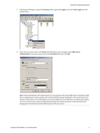VirtualCenter Database Maintenance: VirtualCenter 2.0.x and ... | PDF