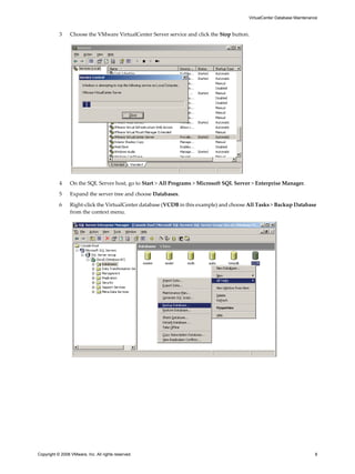 VirtualCenter Database Maintenance: VirtualCenter 2.0.x and ... | PDF