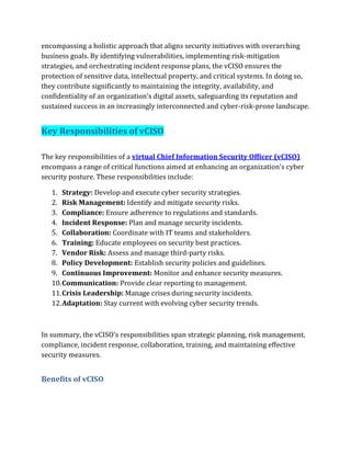Virtual Chief Information Security Officer | VCISO | Cyber Security | PDF | Information Services ...