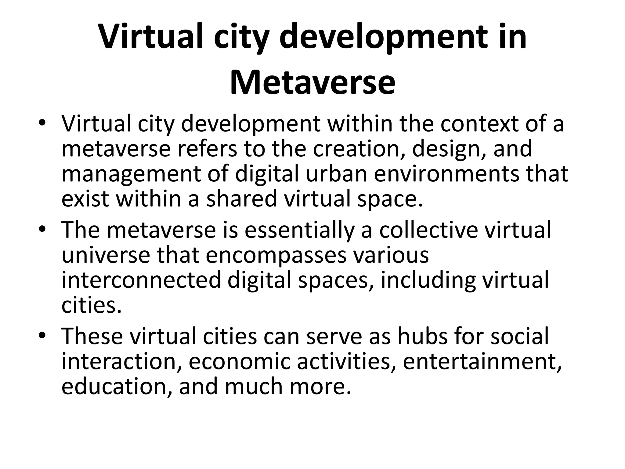 Metaverse Virtual City: Redefining Digital Realities | PDF | Simulation ...