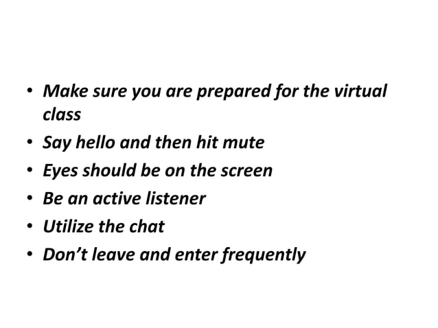 Virtual classroom etiquette (1) | PPTX | Online Education | Education