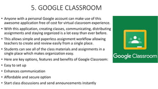 Virtual classroom technology and apps | PPTX
