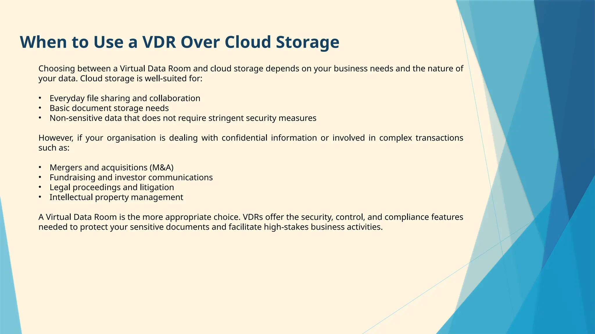Virtual Data Rooms vs Cloud Storage: Key Differences Explained | PPTX