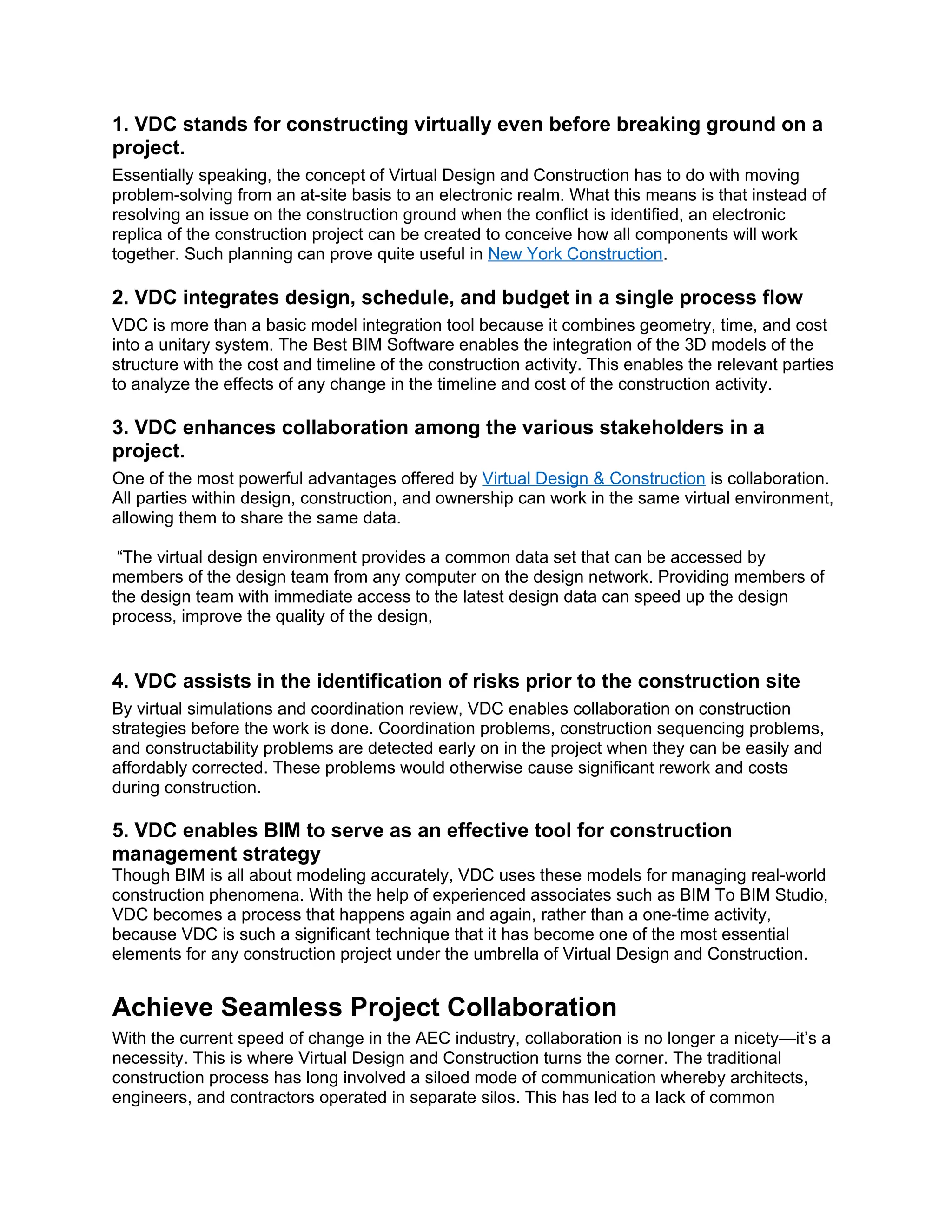 Virtual Design and Construction (VDC) in AEC Key Benefits, Challenges ...