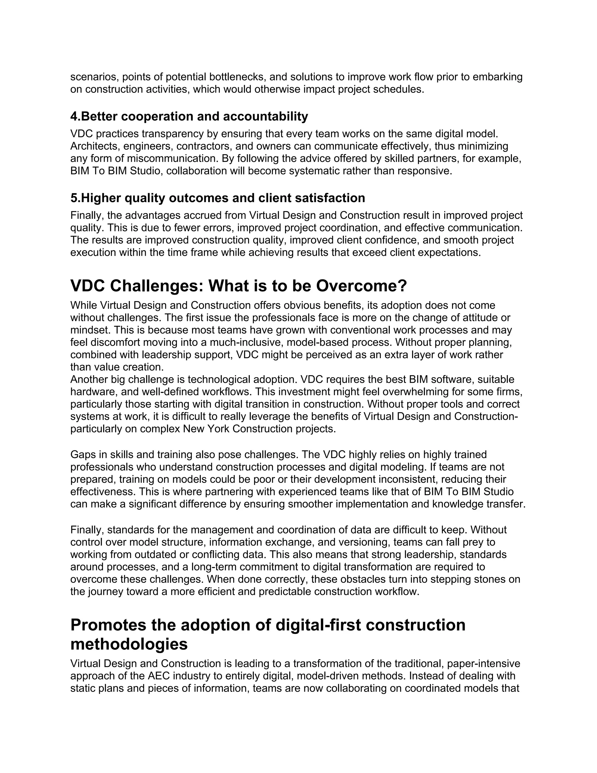 Virtual Design and Construction (VDC) in AEC Key Benefits, Challenges ...