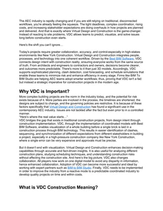 Virtual Design and Construction (VDC) in AEC Key Benefits, Challenges ...