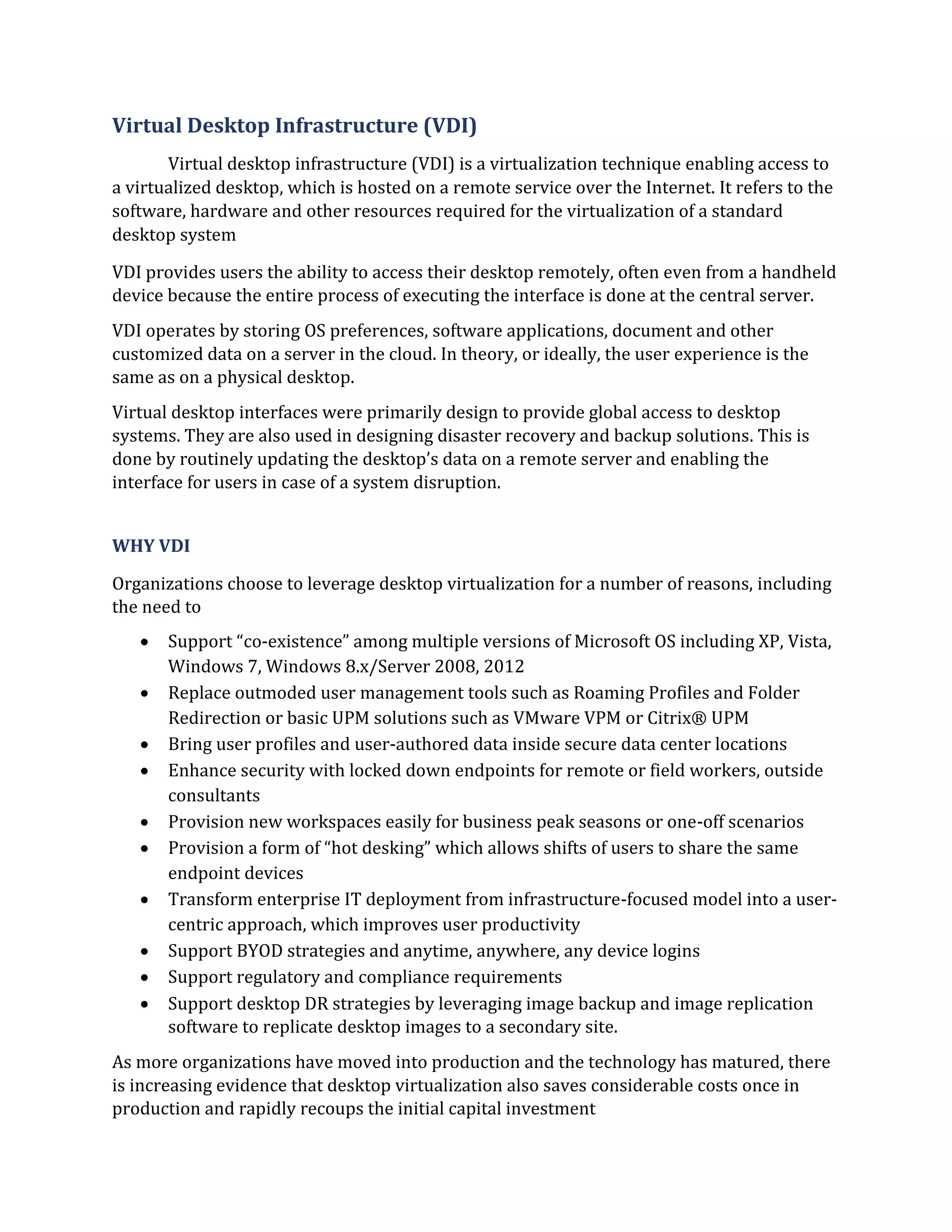 Virtual desktop infrastructure | PDF