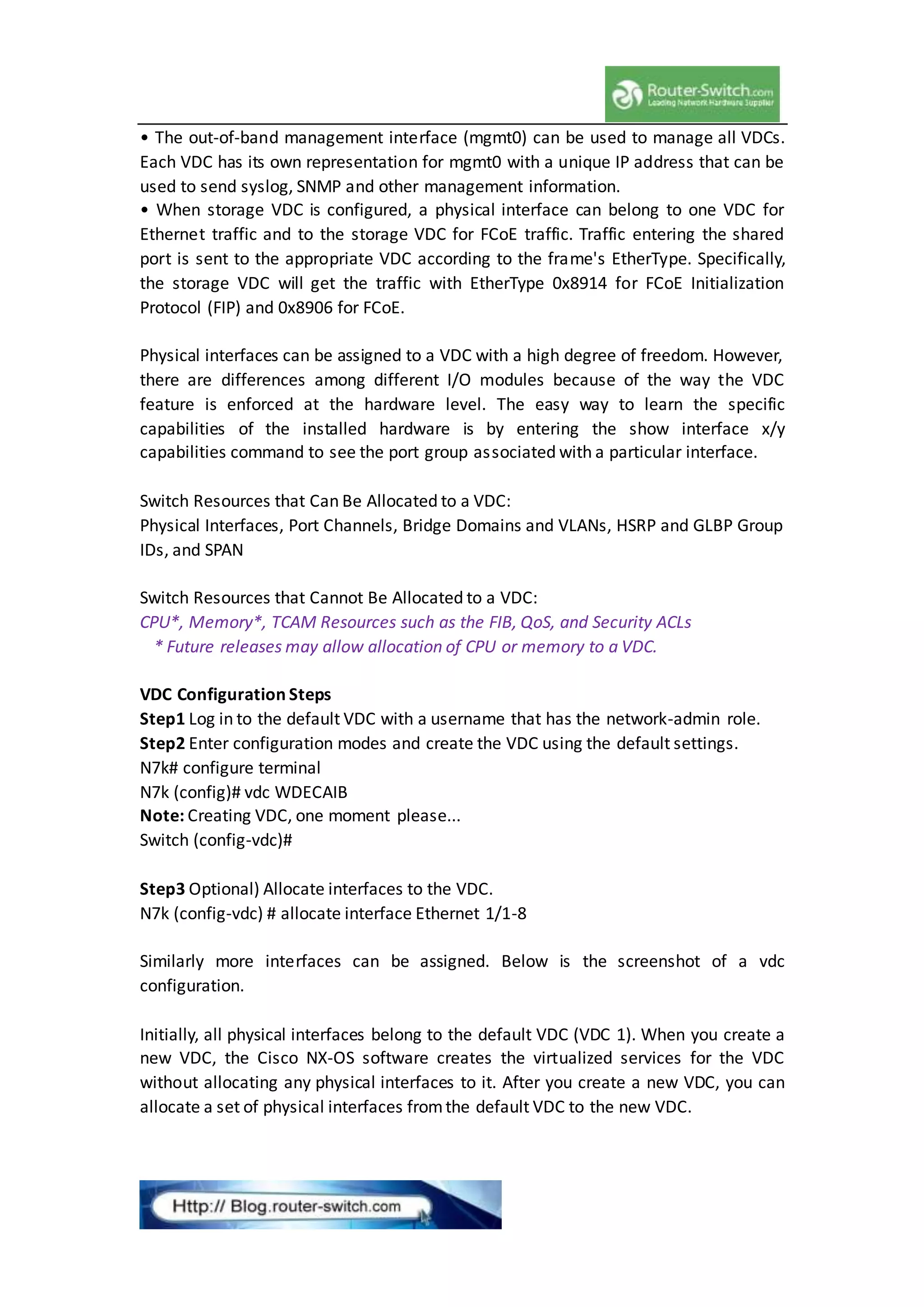 Virtual device context (vdc) configuration example | DOCX