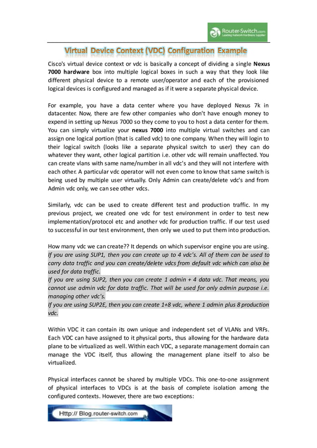 Virtual device context (vdc) configuration example | DOCX